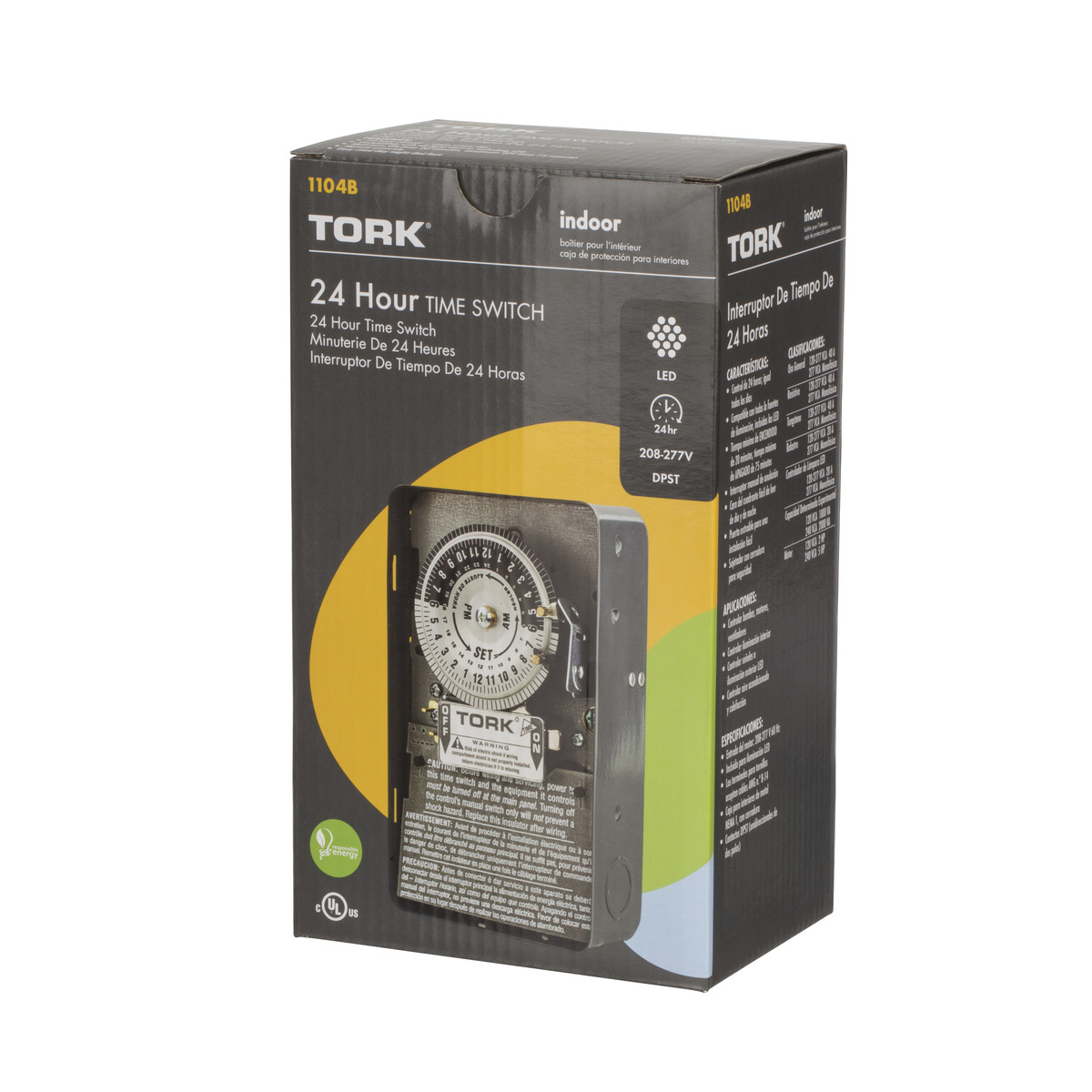 TORK 1104B 24-Hour Indoor Mechanical Time Switch 40A 208-277V, DPST ...