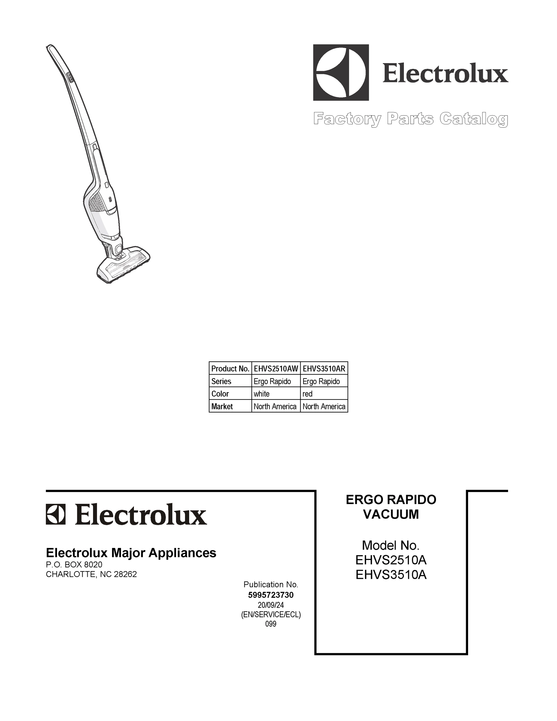 Electrolux EHVS2510AW FLOOR CARE, VACUUM, UPRIGHT | Reliable Parts