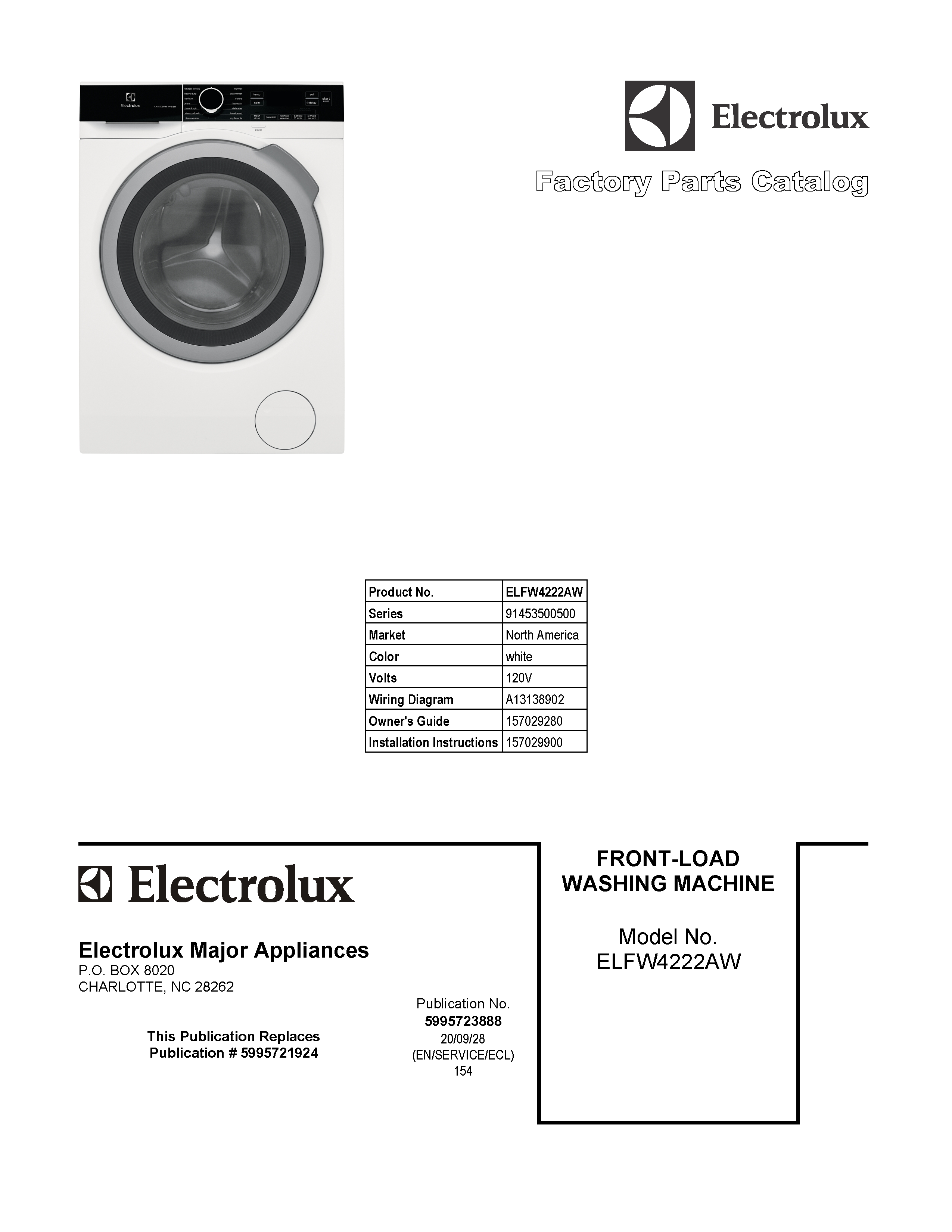 Electrolux ELFW4222AW Parts List | Reliable Parts